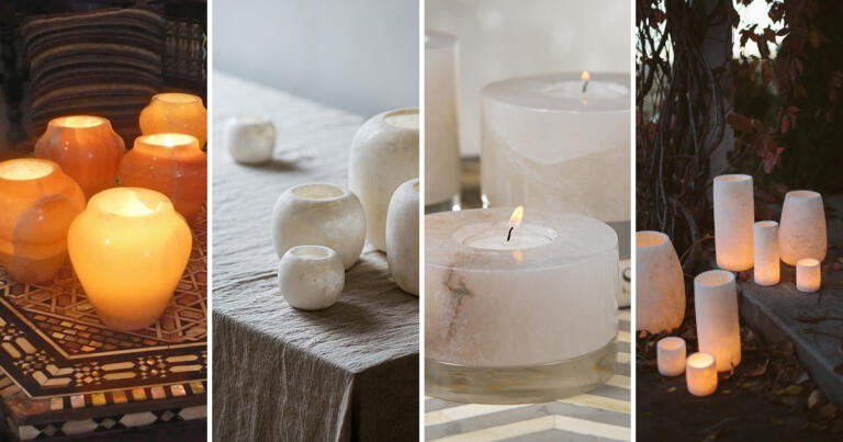 Alabaster Stone Votive Candle Holders