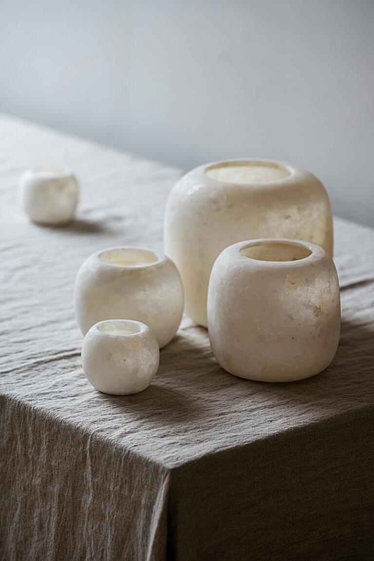 Alabaster Stone Votive Candle Holders